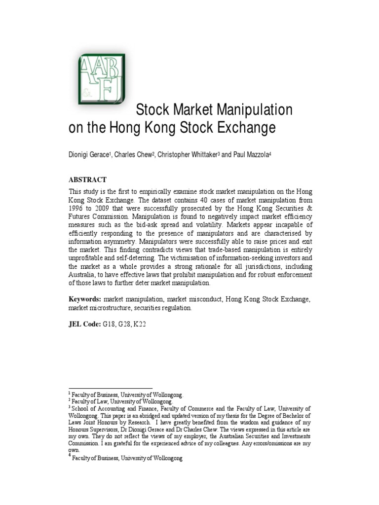 Stock Market Manipulation HKSE | PDF | Stocks | Futures Contract
