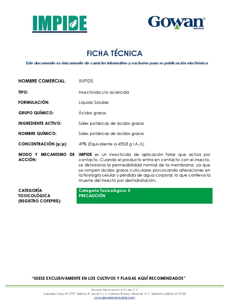 Ficha Técnica Impide Gowan (México) | Descargar gratis PDF ...