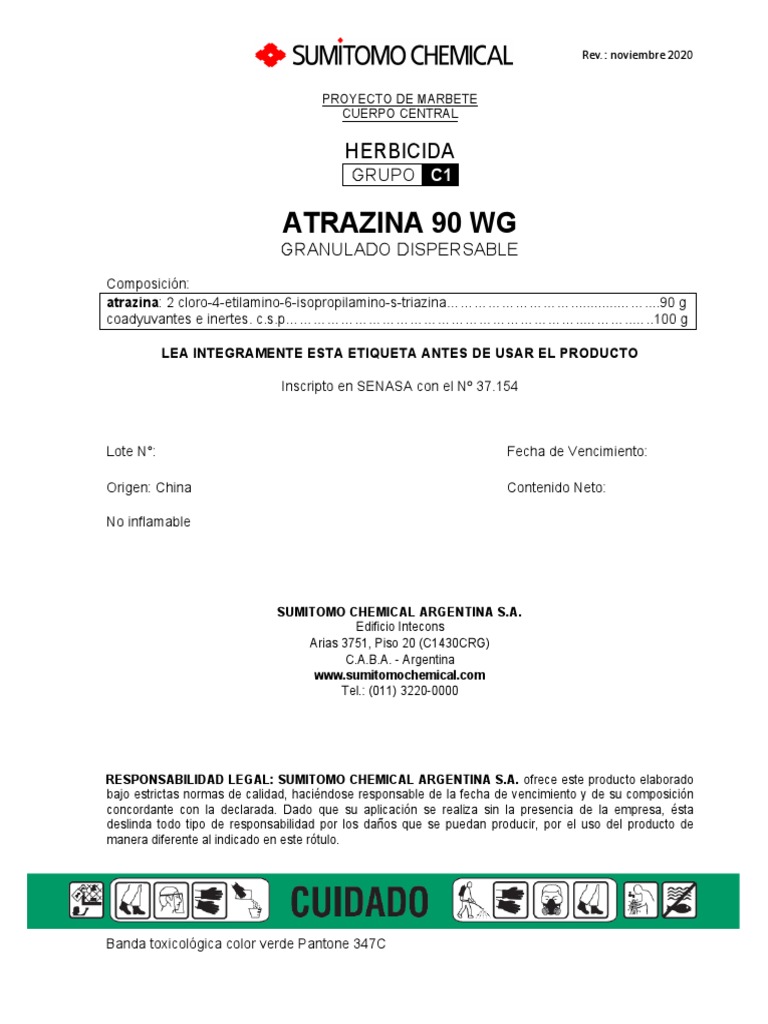 Herbicida Atrazina 90 WG: Uso y Precauciones | PDF | Agua | Vómitos