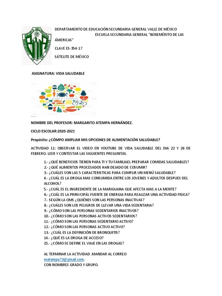 Actividad 11 Vida Saludable | PDF