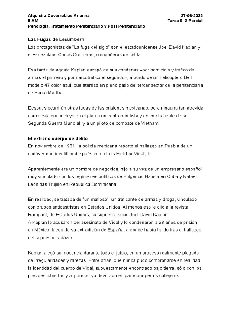 La Fuga de Kaplan en Lecumberri | PDF