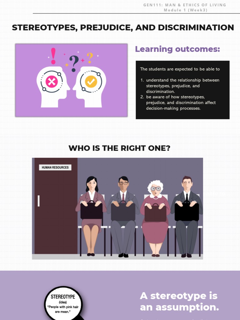 WEEK-3 GEN111 M1 WK3 Stereotypes-Prejudice-Discrimination (1-2022) TK | PDF | Prejudices ...