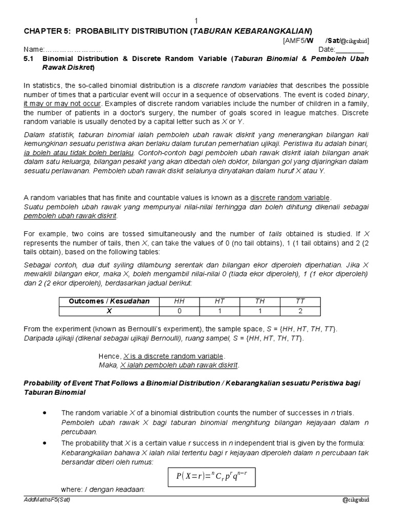 W31 5.1 Binomial Dist | PDF