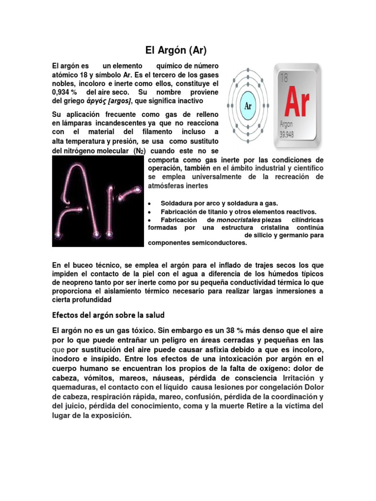 El Argón | PDF | Argón | Química