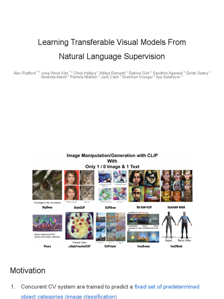 Learning Transferable Visual Models From Natural Language Supervision | PDF