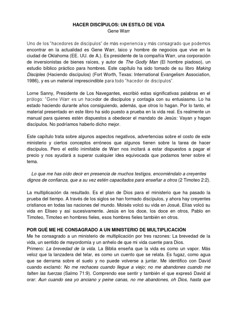 Hacer Discípulos Un Estilo de Vida | PDF | Pablo el apóstol | Cristo ...