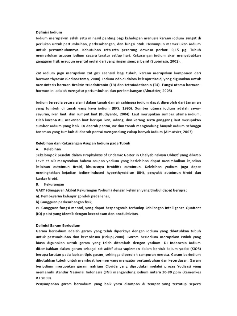Pengertian dan Fungsi Iodium | PDF | Kesehatan Holistik | Sains ...