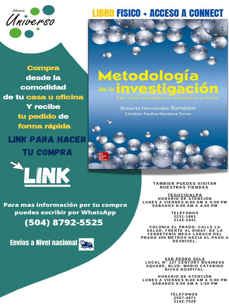 Libro Impreso - METODOLOGÍA DE LA INVESTIGACIÓN + ACCESO A CONNECT ROBERTO HERNANDEZ SAMPIERI ...
