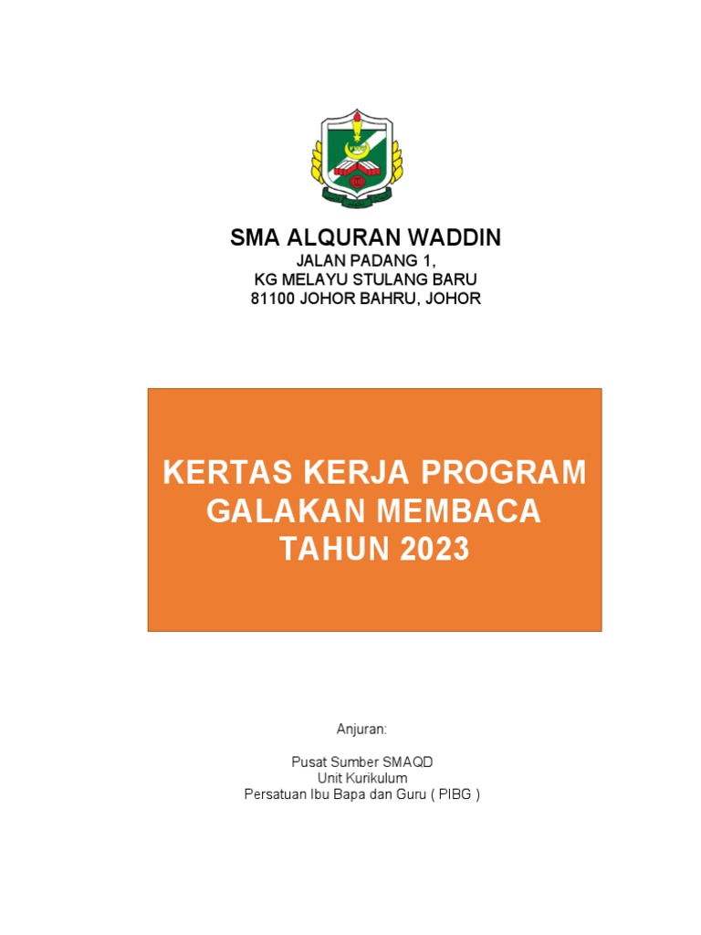 Kertas Kerja Program Galakan Membaca 2023 | PDF
