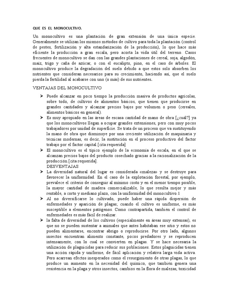 Que Es El Monocultivo Descargar Gratis Pdf Agricultura Pesticida