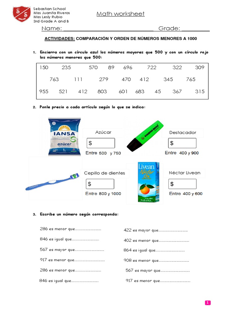 Math Orden y Comparacion | PDF