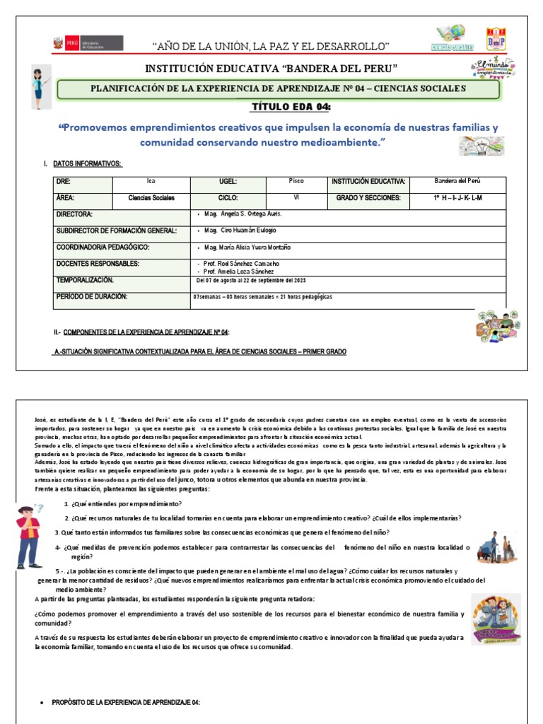 2023 Eda 4 Primero | PDF | Aprendizaje | Iniciativa empresarial
