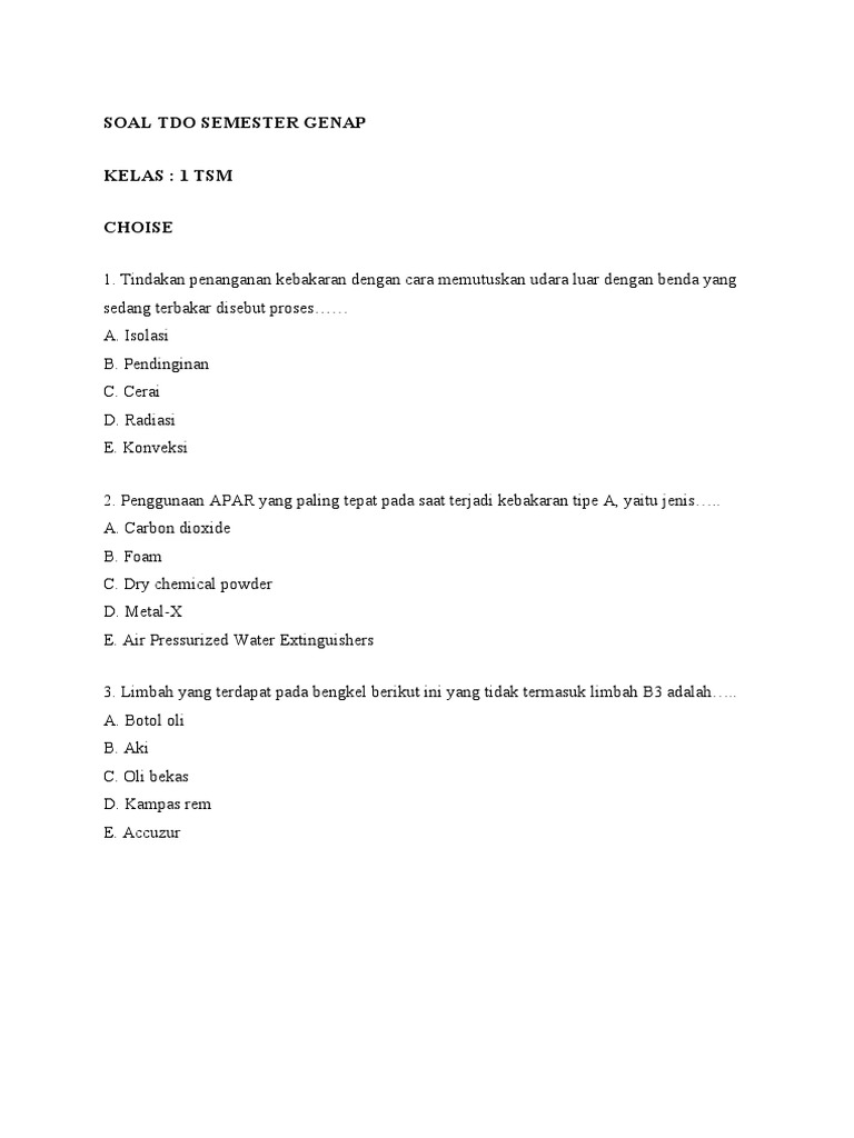 Soal Tdo Semester Genap | PDF