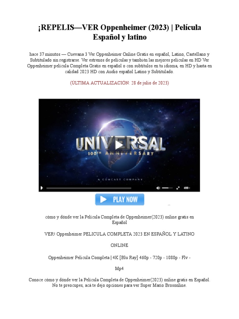 ¡REPELIS-VER Oppenheimer (2023) - Película Español y Latino: (ÚLTIMA ...