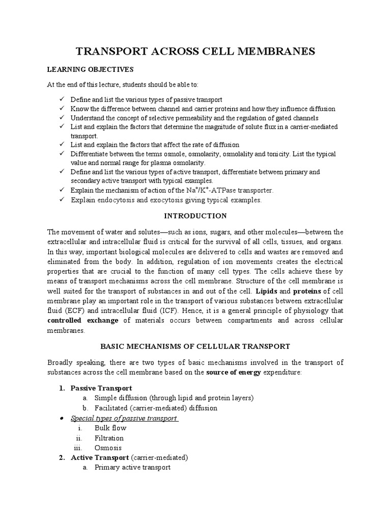 Cell Membrane Transport Types | PDF | Cell Membrane | Osmosis