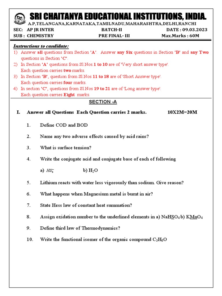 09-03-2023 - Jr-Chemistry-Ipe Pre-Final-Iii-Batch-Ii - Q.P | PDF ...