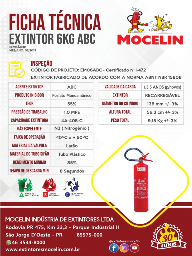 Extintor Industrial PQS 6KG Abc 4a 40BC | PDF