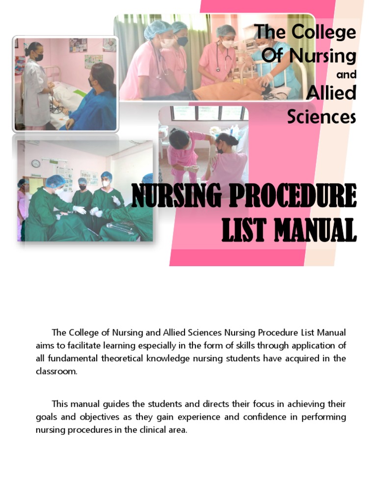 Nursing Procedure List Manual | PDF | Nursing | Patient