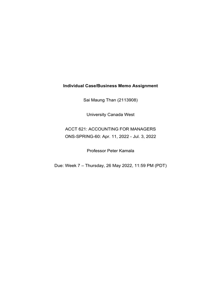 Individual Case:Business Memo Assignment | PDF