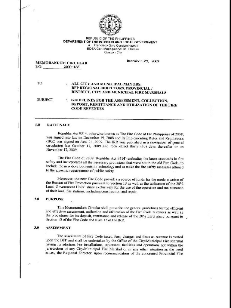 DILG MC No. 2009 188 | PDF
