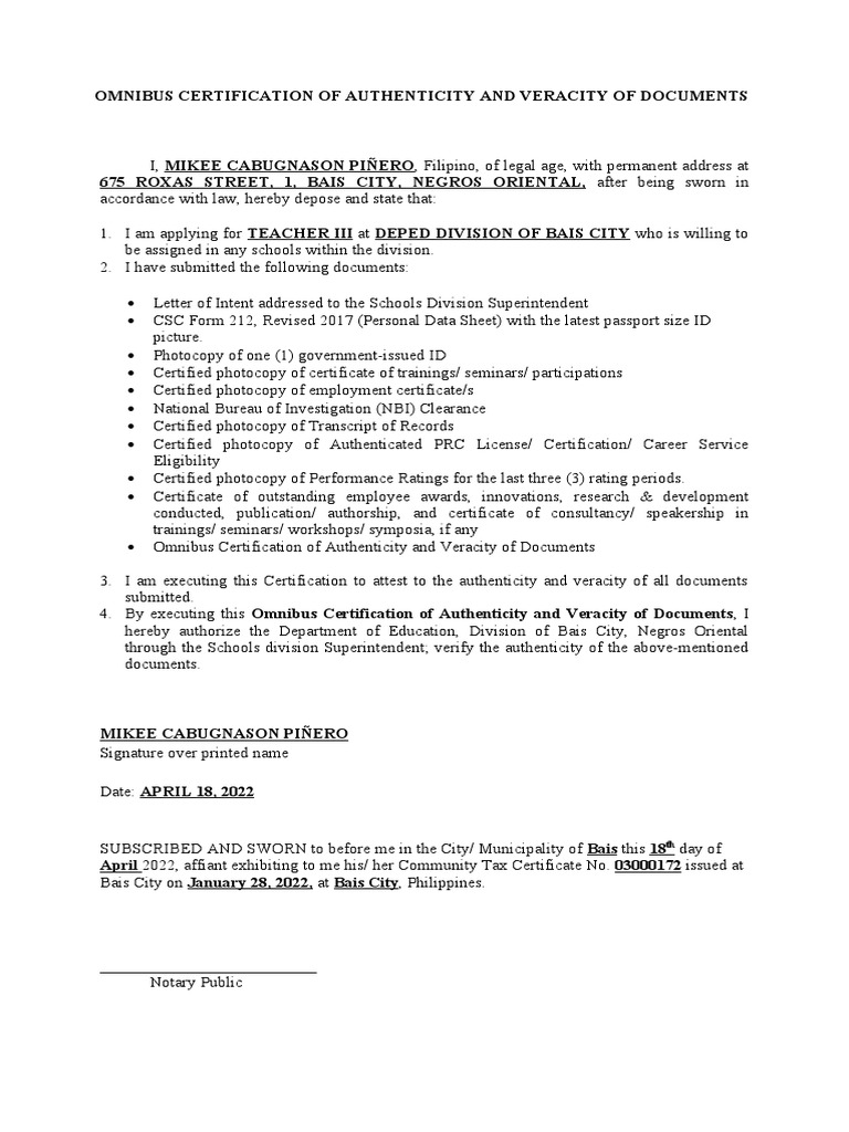 Omnibus | PDF | Identity Document | Legal Documents