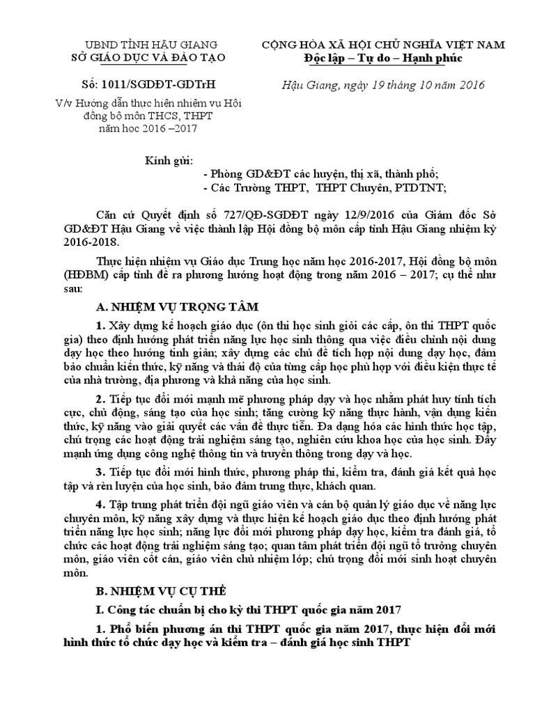 Huong Dan Th Nv Hdbm Hau Giang 16 17 | PDF