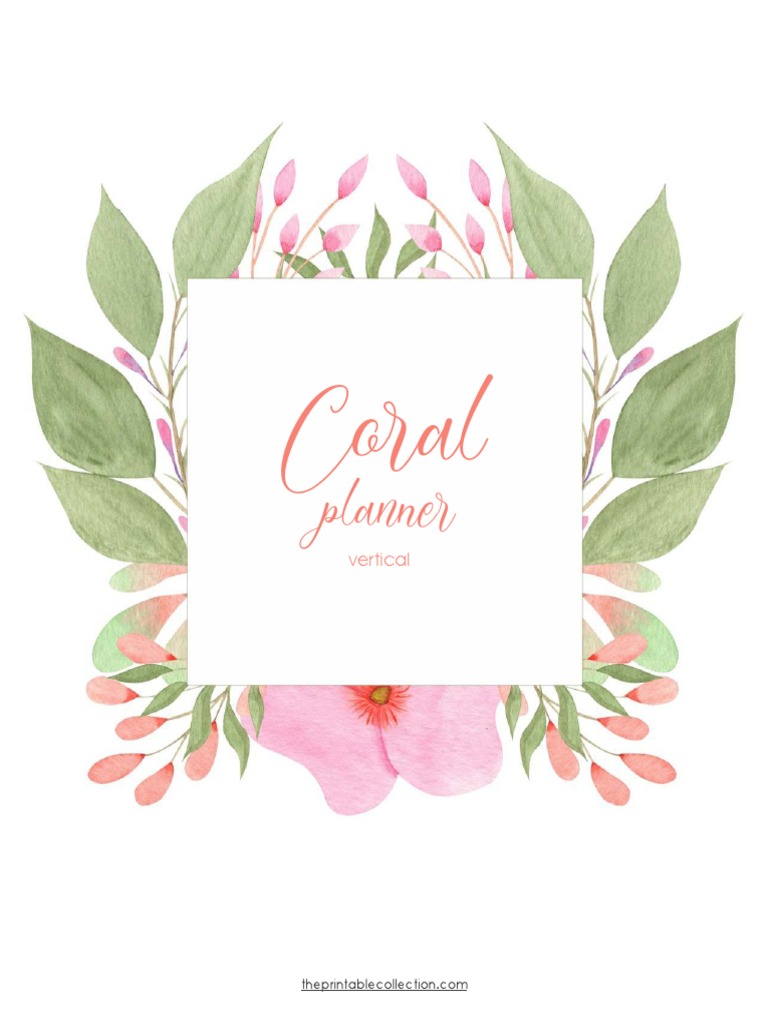 The Printable Collection Coral Planner Vertical EN | PDF