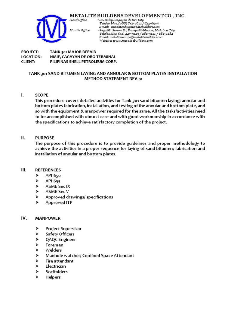 NMIF T301 Sand Bitumen Mix Laying and Annular - Bottom Plates ...