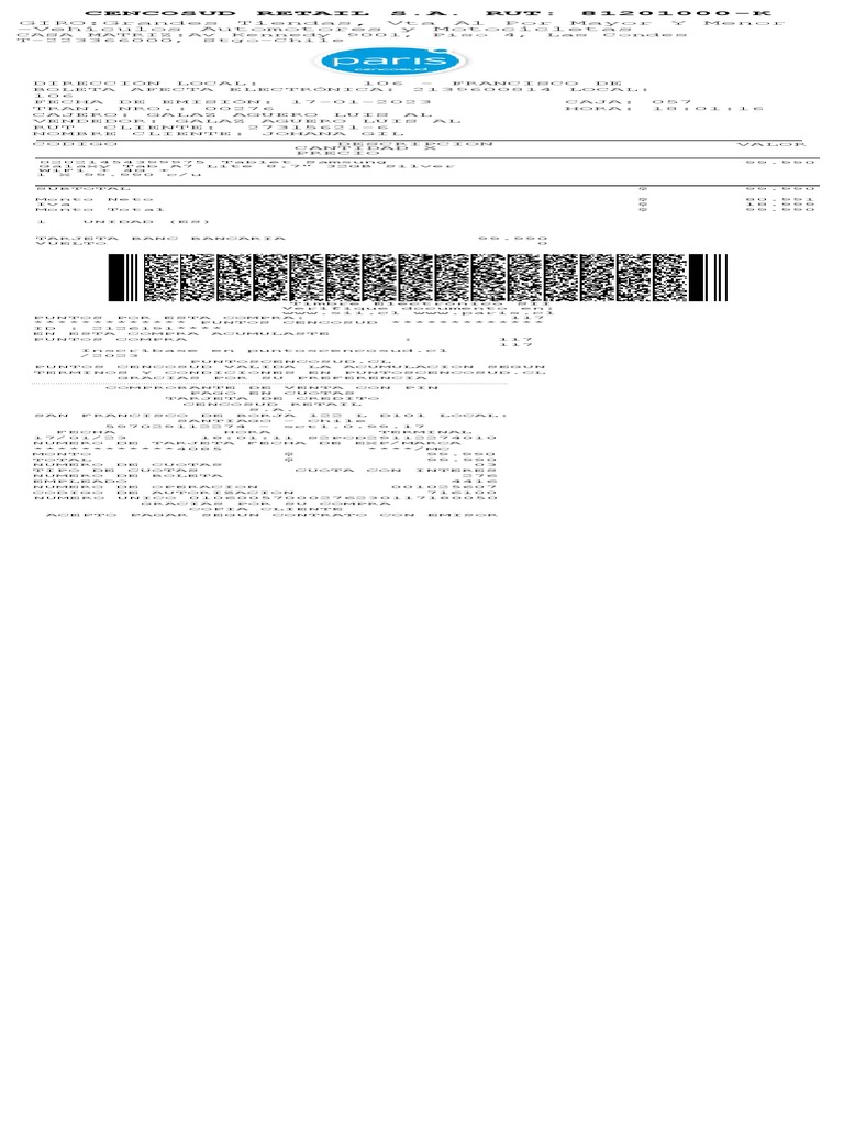 Boleta de Compra Cencosud: Tablet Samsung | PDF | Derecho