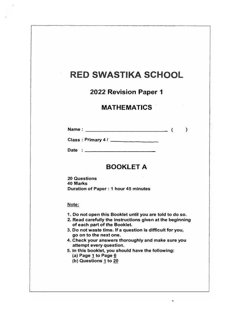 Primary 4 Math Revision 2022 | PDF