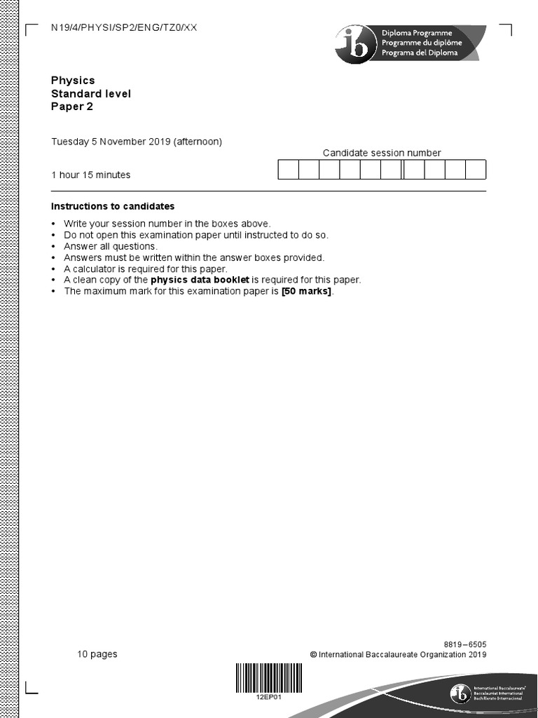 Physics Paper 2 SL N19 TZ0 | PDF | Frequency | Mechanical Engineering