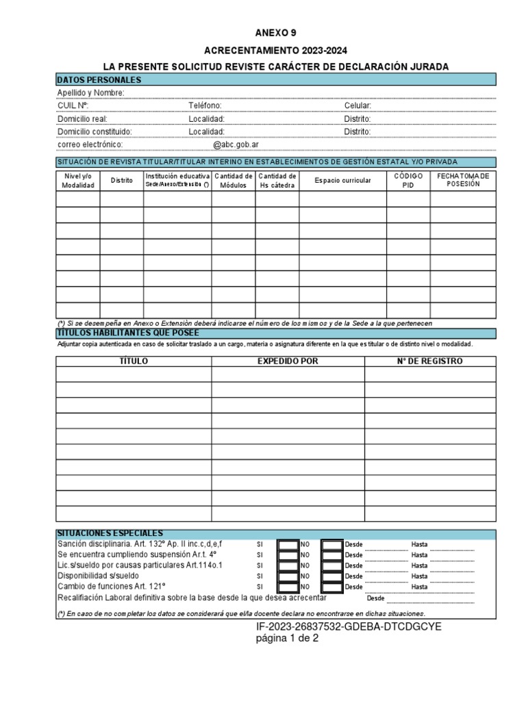ANEXO 9 ACRECENTAMIENTO 2023-2024 - IF-2023-26837532-GDEBA-DTCDGCYE - para Completar | PDF
