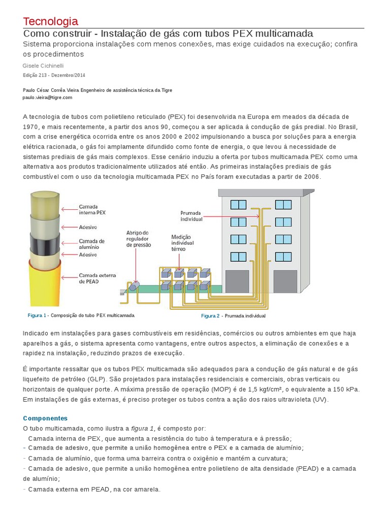 Instalação de Gás com Tubos PEX Multicamada | PDF | Gás natural | Válvula
