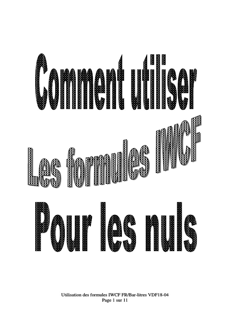 Formula Sheet FR Bar Litre IWCF Formula Sheet | PDF | Pression | Pompe