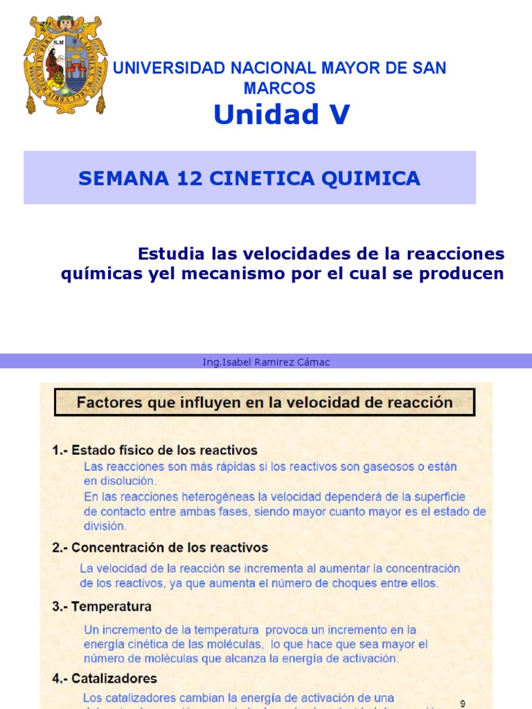 Semana 12-Cinetica Quimica . | PDF | Catálisis | Velocidad de reacción