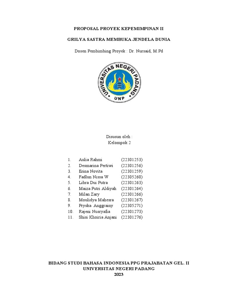 Edit Proposal Proyek Kepemimpinan II Gerilya Sastra | PDF