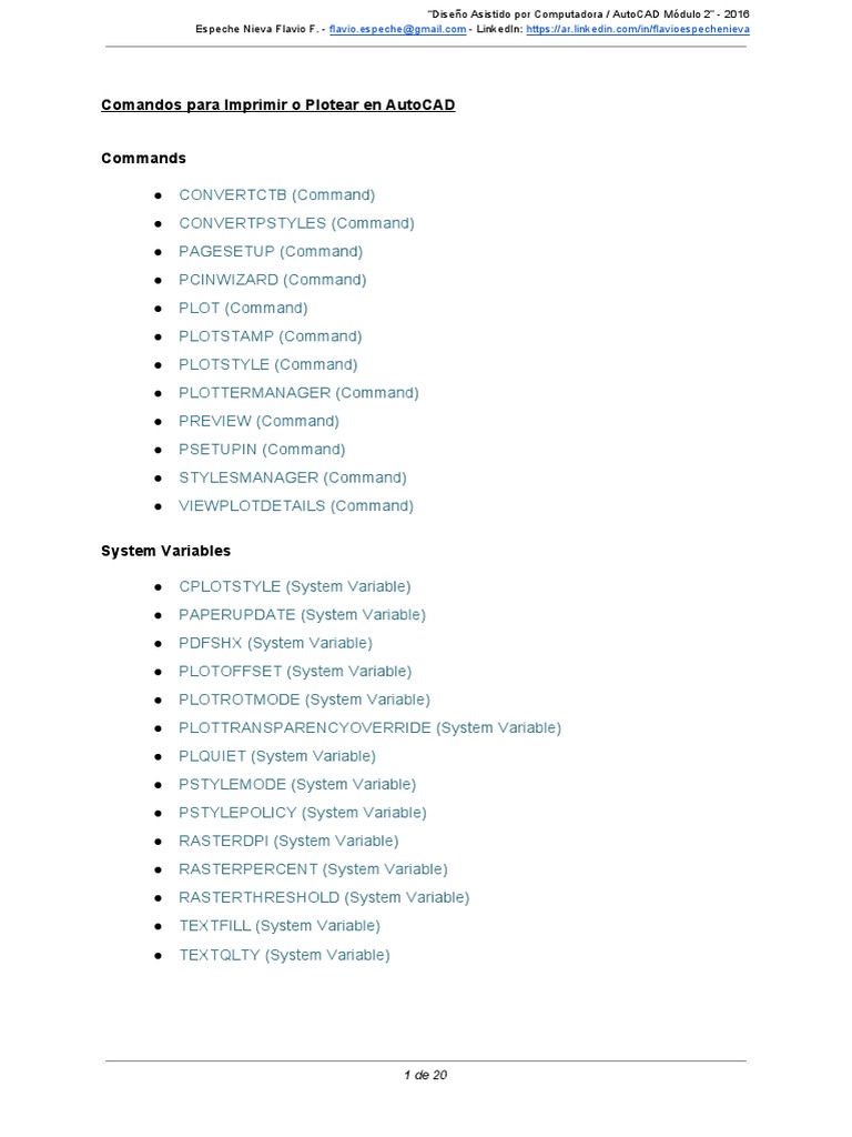 Comandos de Impresión en AutoCAD | PDF | Informática