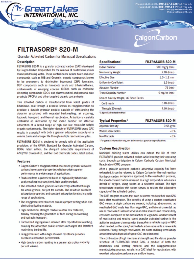 Calgon Carbon Filtrasorb 820 M | PDF