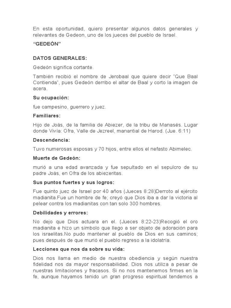 Información de Gedeon | PDF