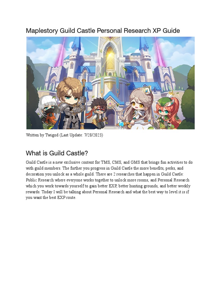 Guild Castle Personal Research Best XP Route | PDF
