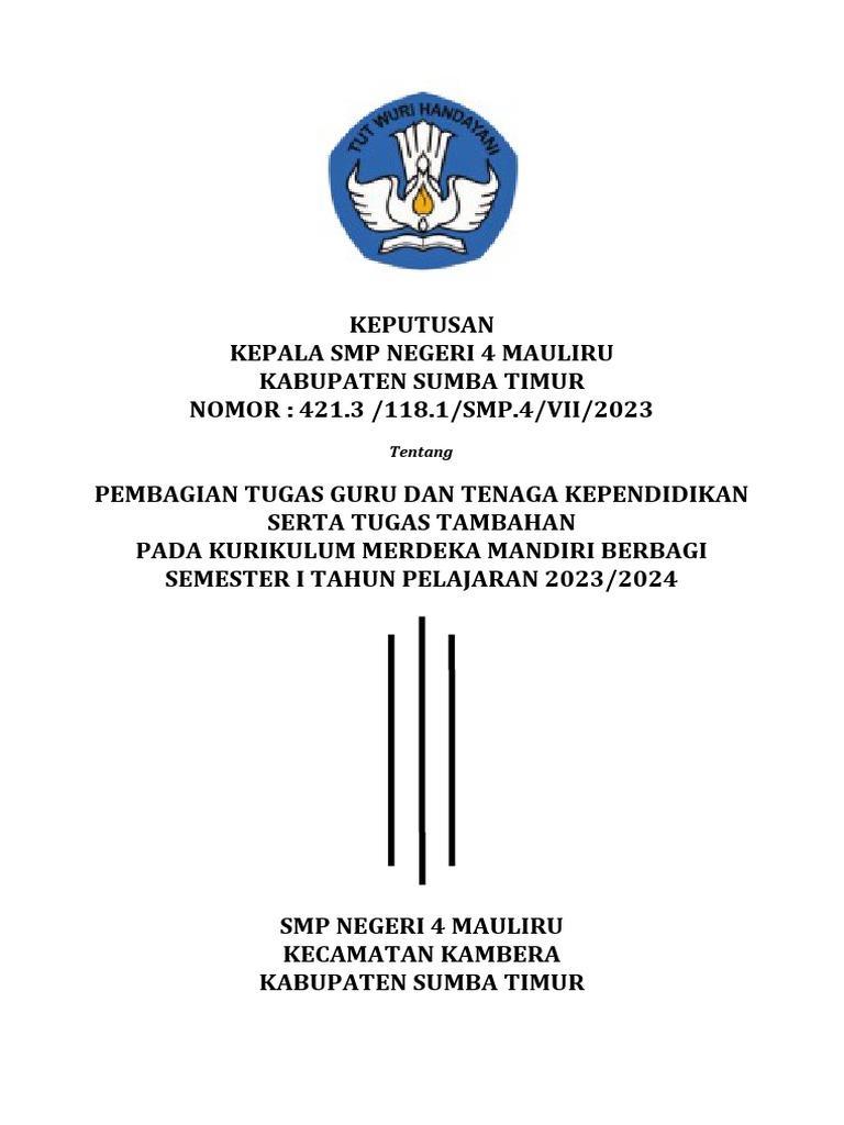 SK Pembagian Tugas Semester Ganjil 2023 2024 | PDF