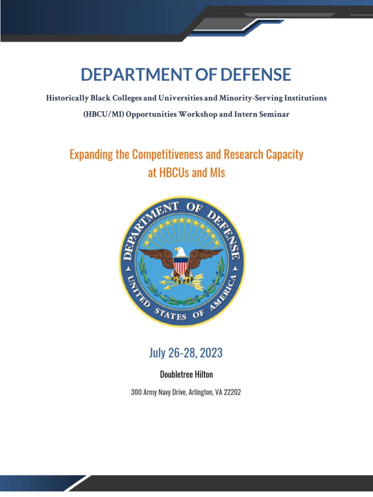 DoD HBCU MI Opportunities Workshop and Intern Seminar 2023 Agenda | PDF ...