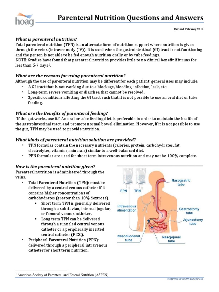 Parenteral Nutrition Q&A Guide | PDF | Intravenous Therapy | Medicine