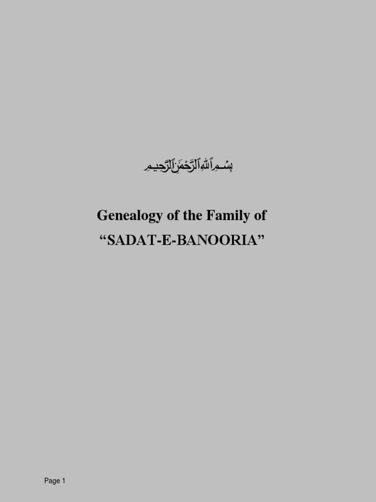 Shajra Nasab Sadaat-e-Banooria | PDF | Islamic Religious Leaders | Ali