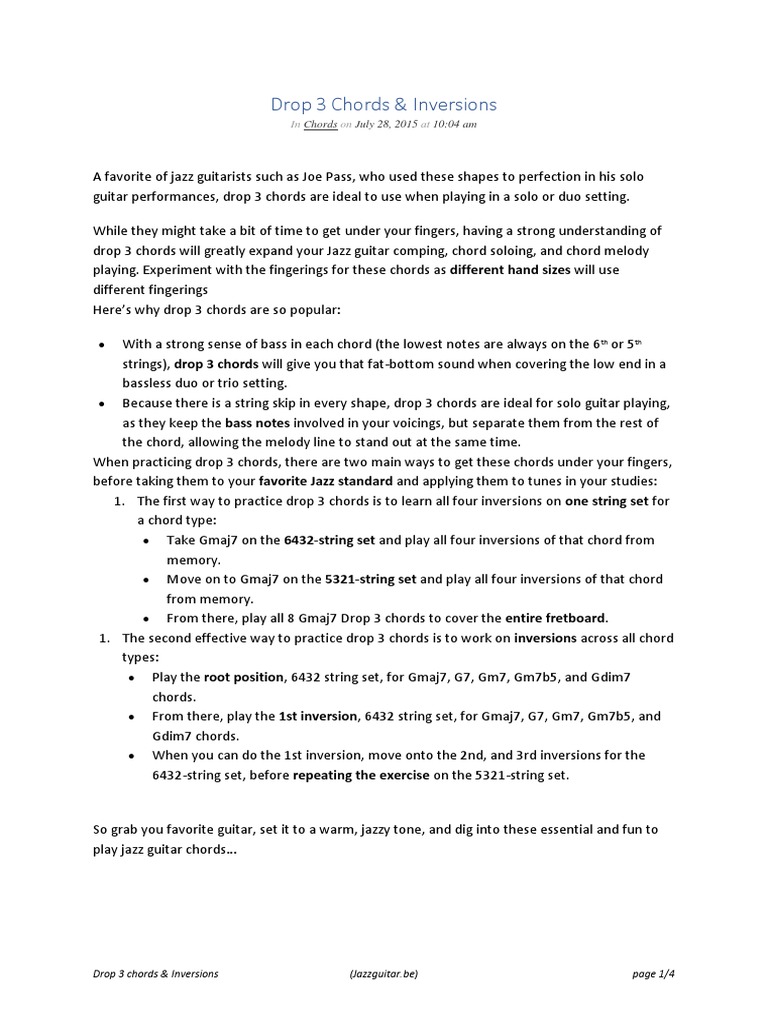 Drop 3 Chords Inversions | PDF | Chord (Music) | Guitars