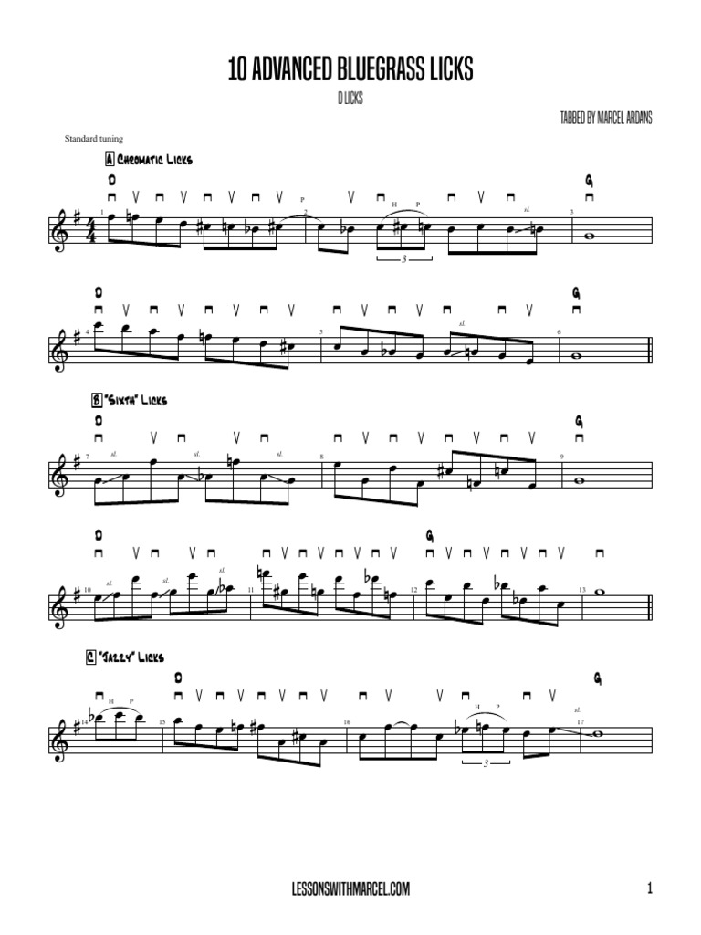 Advanced Bluegrass Fiddle Licks | PDF
