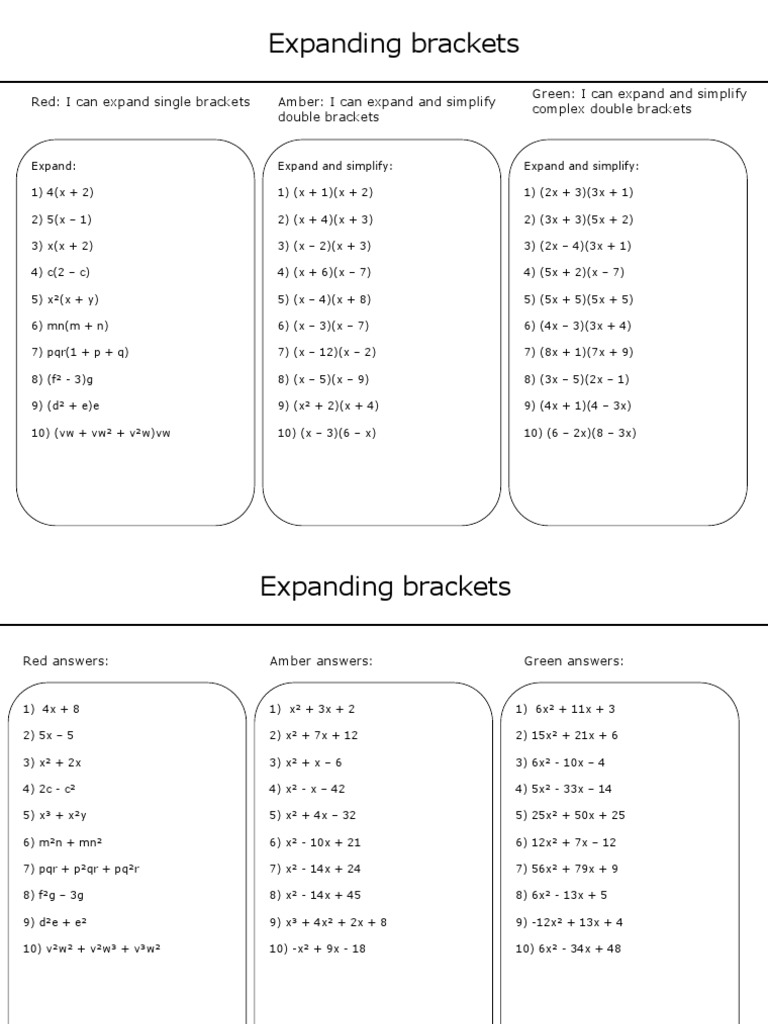 Expanding Brackets | PDF