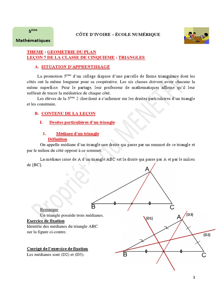 MATH 5ème Leçon 7 TRIANGLES-2 | PDF | Méthodes et références pédagogiques