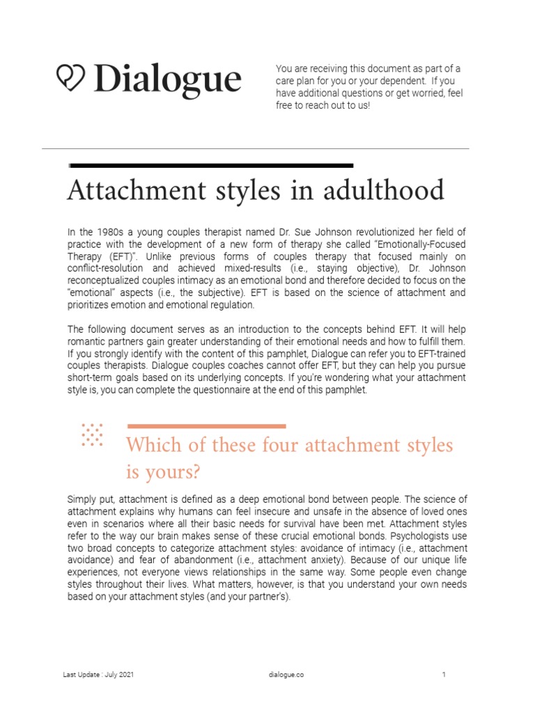 Attachment Styles in Adulthood | PDF | Attachment Theory ...