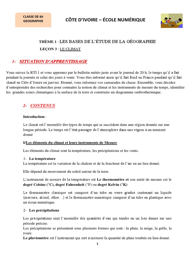 6ème G3 - Le Climat | PDF